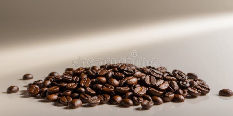 Freshly Roasted Coffee Beans Sitting on a Light Neutral Background ...