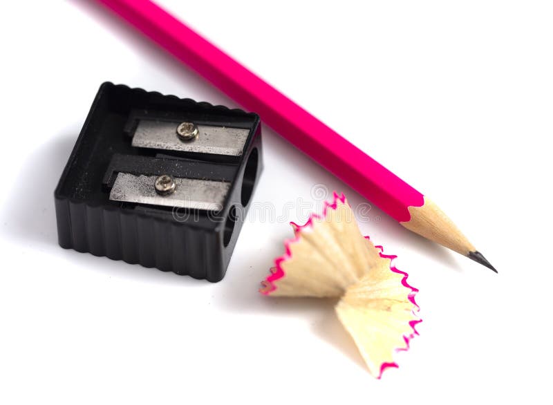 Freshly Sharpened Pencil and Sharpener Isoalted on a White Background ...