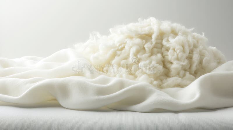 Freshly Sheared Wool from Sheep Ready for Spinning on Soft Fabric ...