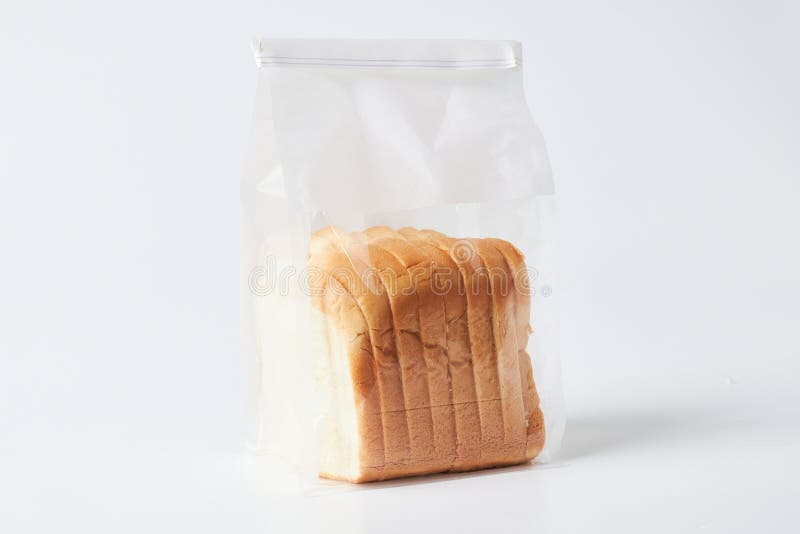 Freshly Sliced Bread Clear Plastic Bag White Background Stock Photos ...