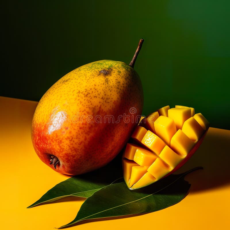 Freshly Sliced Mangos in Dark Tones Stock Illustration - Illustration ...