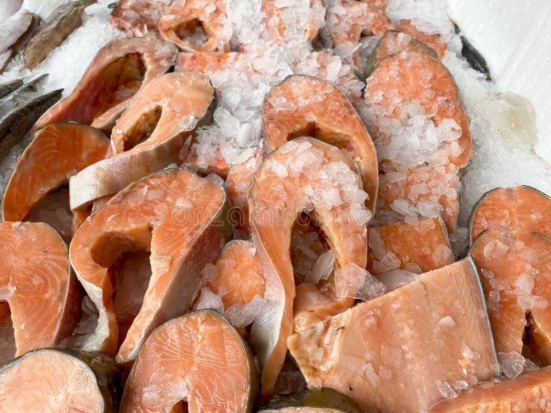 Freshly Sliced Salmon at the Fisherman`s Counter Stock Photo - Image of ...