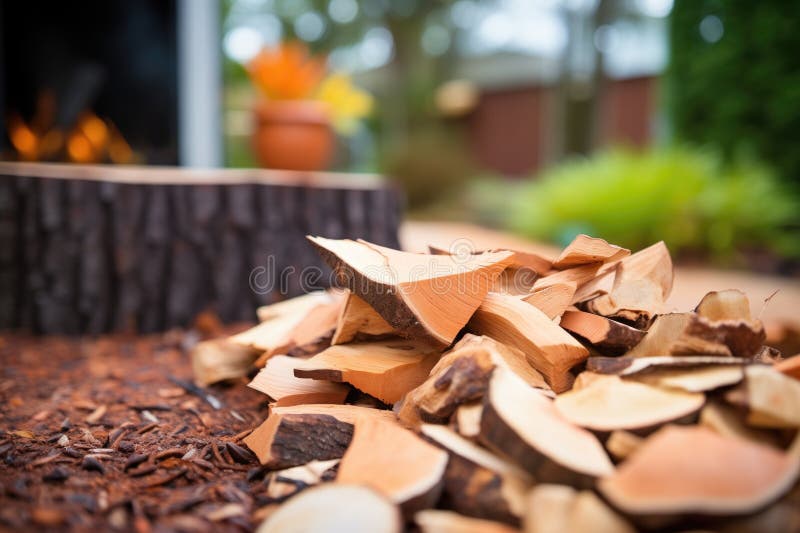 Freshly Split Log Pieces with Wood Chips Stock Image - Image of ...