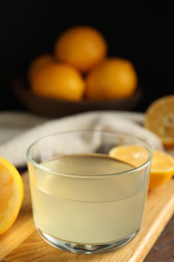 Freshly Squeezed Lemon Juice in Glass Bowl on Table Stock Image - Image ...