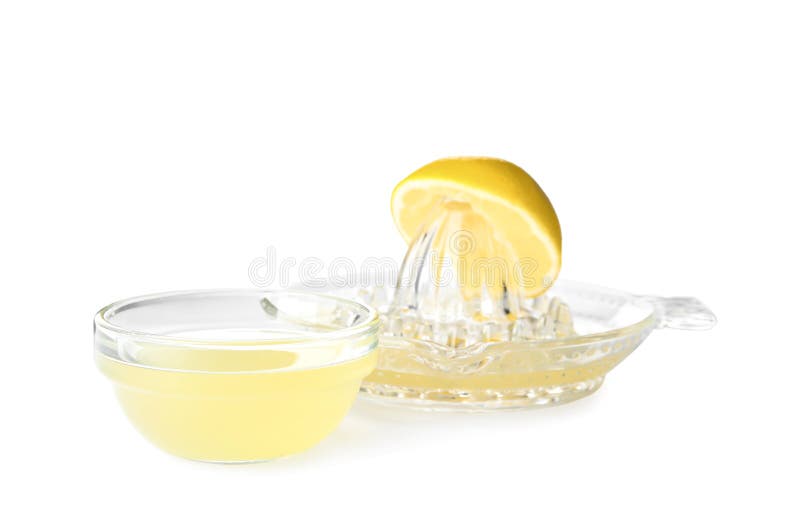 Freshly Squeezed Lemon Juice on White Background Stock Photo - Image of ...