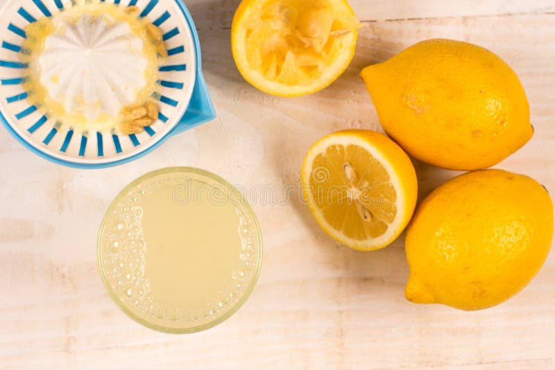 Freshly Squeezed Lemon and Lemonade Flay Lay Stock Photo - Image of ...