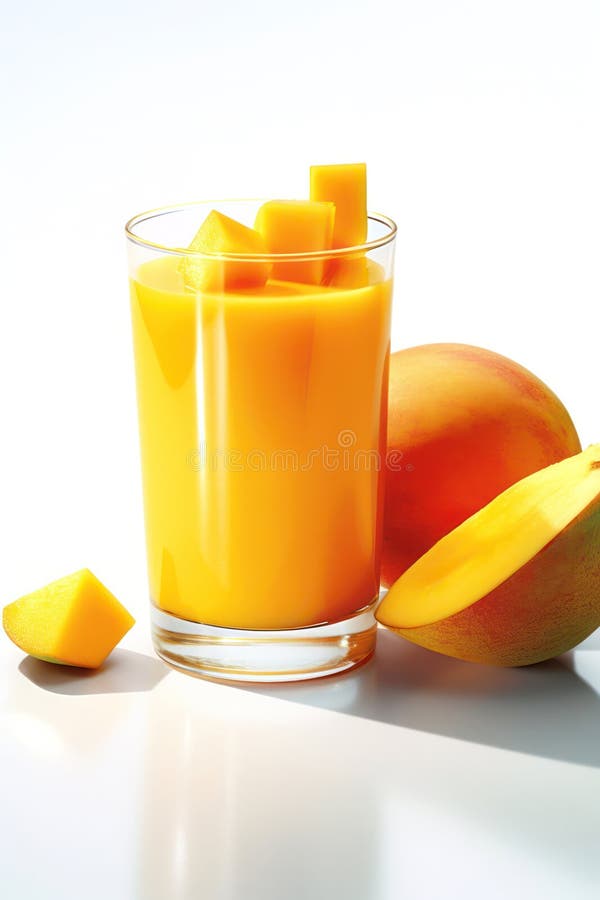 Freshly Squeezed Mango Juice in a Glass Stock Illustration ...