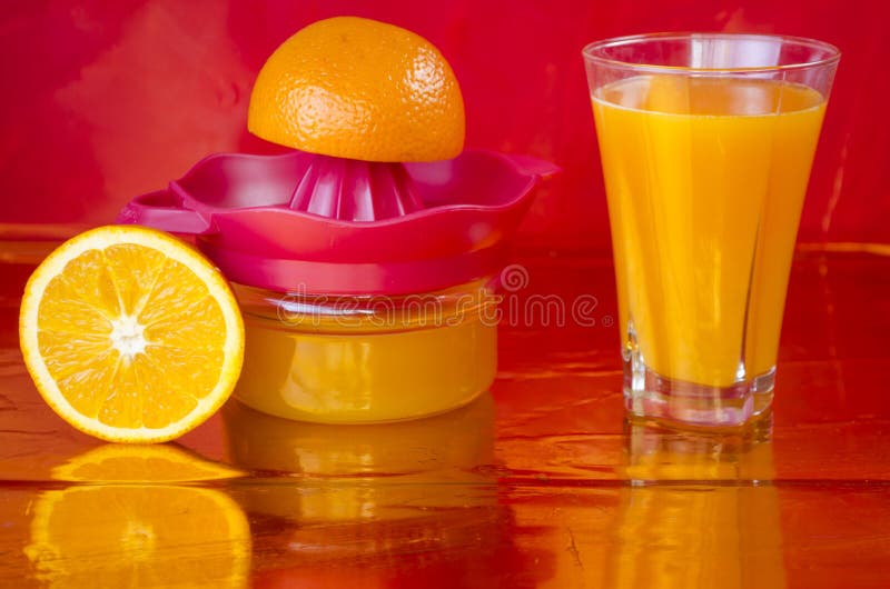 Freshly Squeezed Orange Juice Stock Photo - Image of table, closeup ...