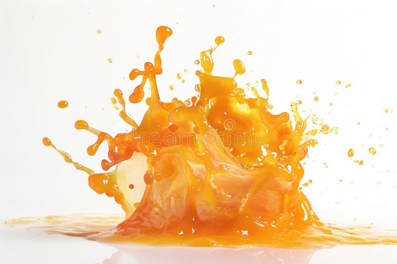 Freshly Squeezed Orange Juice Splashed on a White Surface Stock Image ...