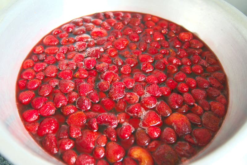 Freshly Strawberry Jam in a Metal Container Stock Image - Image of ...
