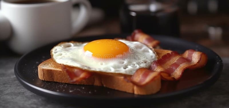 Freshly Toasted Bread with Bacon and Fried Egg, Perfect Breakfast ...