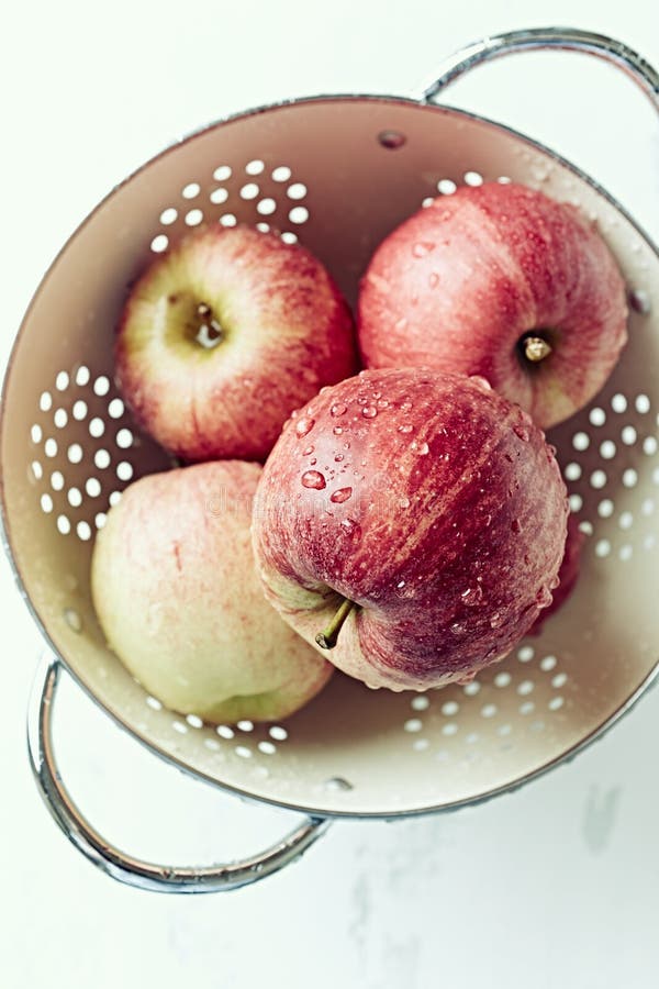 Freshly Washed Apples in a Colander Stock Image - Image of summer, ripe ...