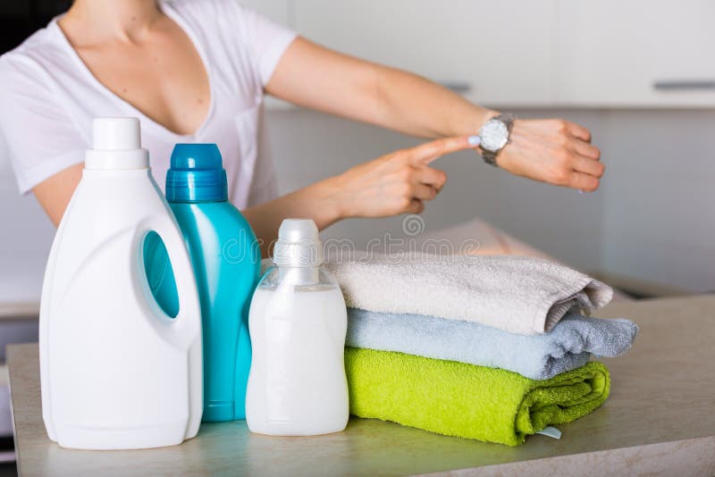 Freshly washed laundry stock photo. Image of hands, late - 93779566