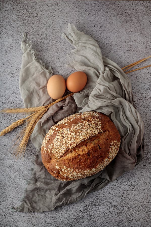 Freshness Baked Wheat Rye Multigrain Bread on a Stone Table Stock Photo ...