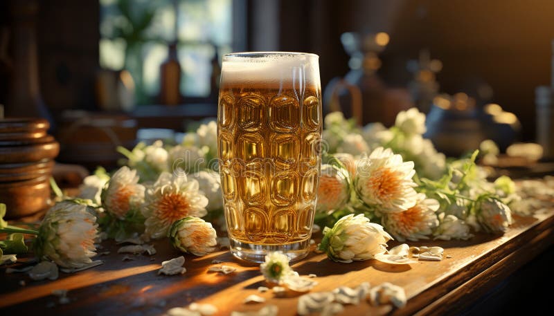 Freshness and Celebration in a Rustic Brewery, Drinking Beer Outdoors ...