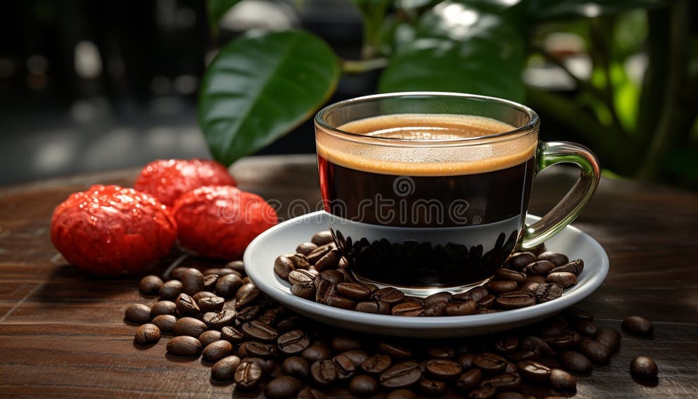 Freshness in a Cup, a Gourmet Coffee Break in Nature Generated by AI ...