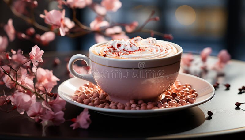 Freshness in a Cup, Gourmet Indulgence, Coffee Break with Sweet Dessert ...