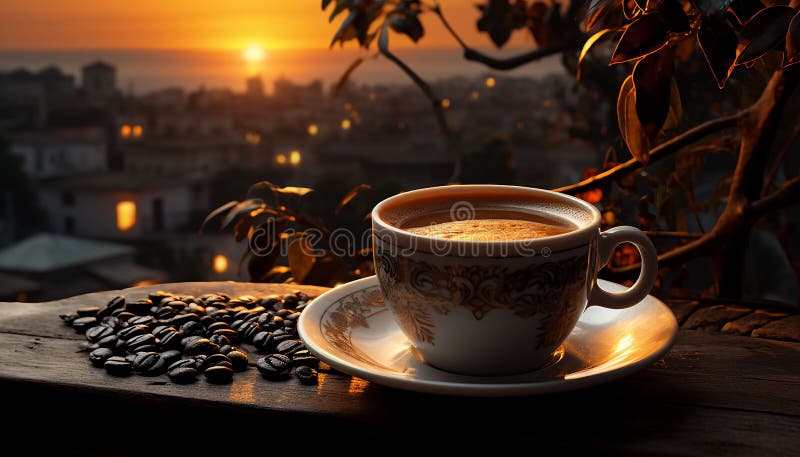 Freshness in a Cup, Nature Heat, a Rustic Coffee Break Generated by AI ...