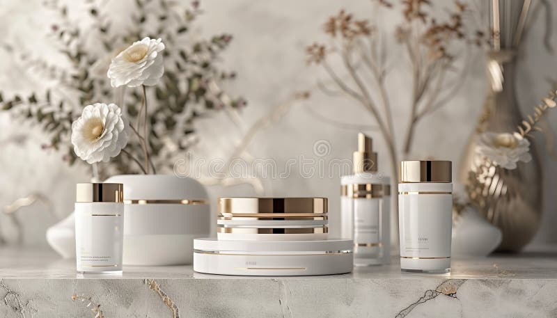 Freshness and Elegance in a Luxurious Beauty Product Collection Stock ...