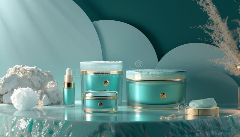 Freshness and Elegance in a Luxurious Beauty Product Collection Stock ...
