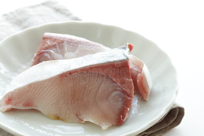 Yellow Tail Fillet on White Background Stock Photo - Image of fish ...