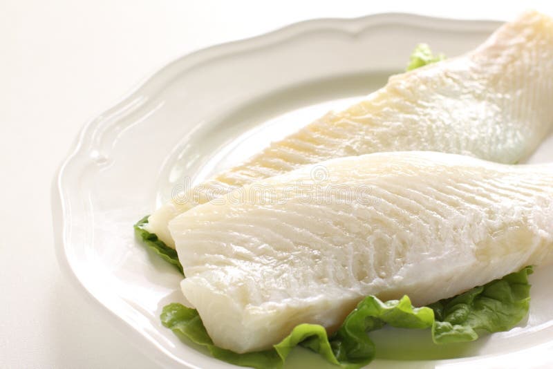Freshness Flat Fish Fillet and Lettuce Stock Image - Image of view ...