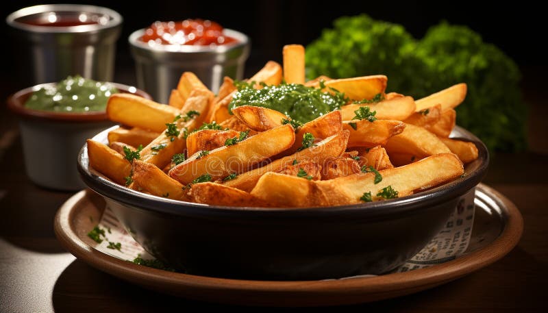 Freshness and Flavor in a Gourmet Meal, Close Up on Table Generated by ...