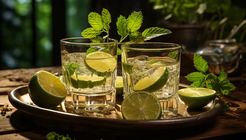 Freshness in a Glass Lime, Lemon, Mint, Ice, and Soda Generated by AI ... Freshness in a Glass Lime, Lemon, Mint, Ice, and Soda Generated by AI ...