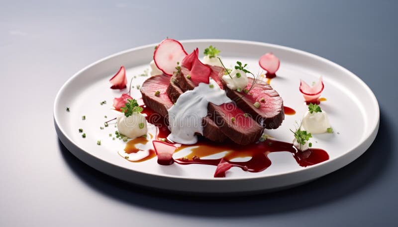 Freshness and Gourmet Meat on a Plate Generated by AI Stock Image ...