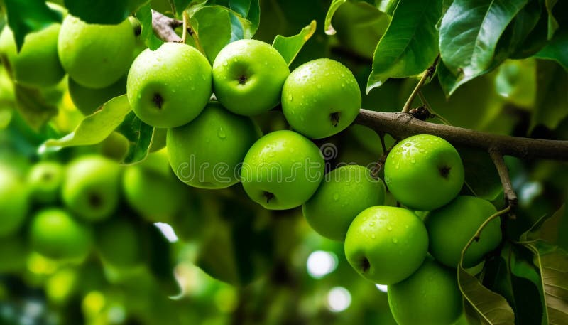 Freshness and Green Color of Apple Tree Branch Generated by AI Stock ...