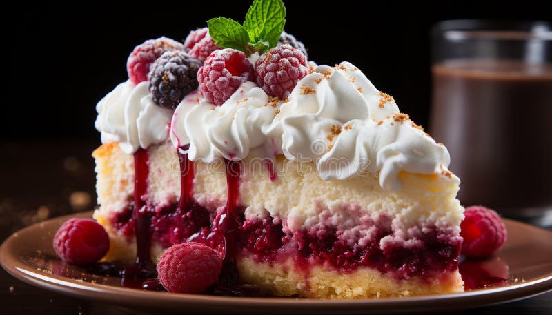 Freshness and Indulgence on a Plate of Gourmet Berry Dessert Generated ...