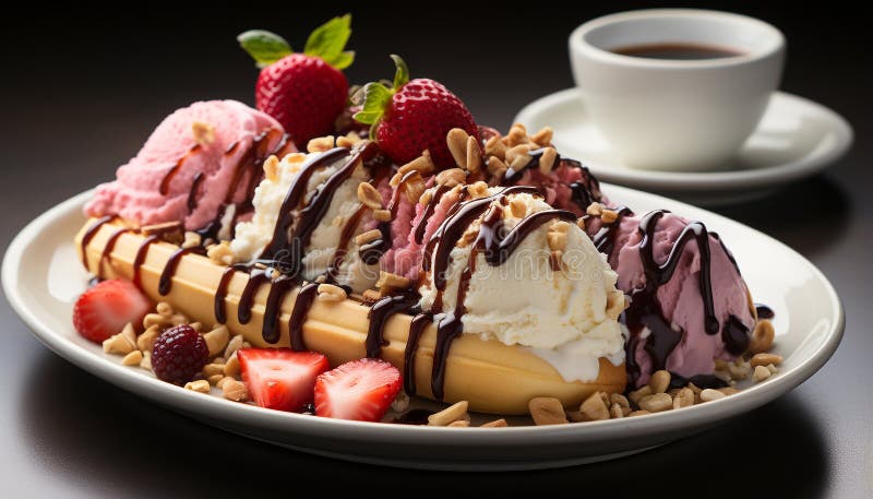 Freshness and Indulgence on a Plate of Gourmet Sweet Food Generated by ...