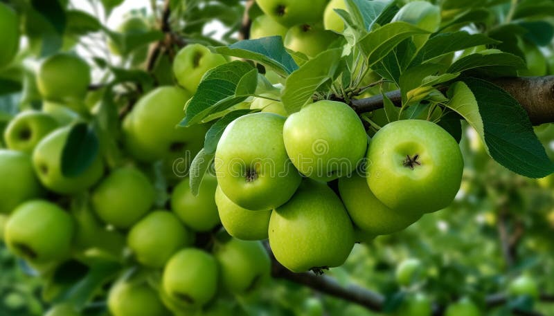 Freshness of Nature Apple Tree, Ripe Fruit Generated by AI Stock Photo ...