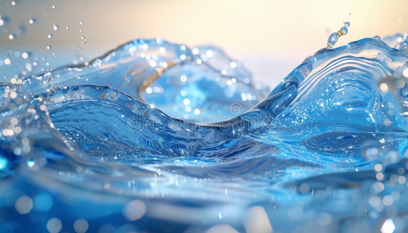 Freshness of Nature in a Blue Wave, Liquid and Transparent Stock ...