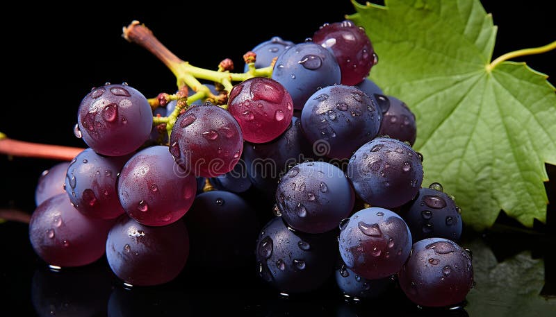 Freshness and Nature Bounty in a Juicy, Ripe Grape Drop Generated by AI ...