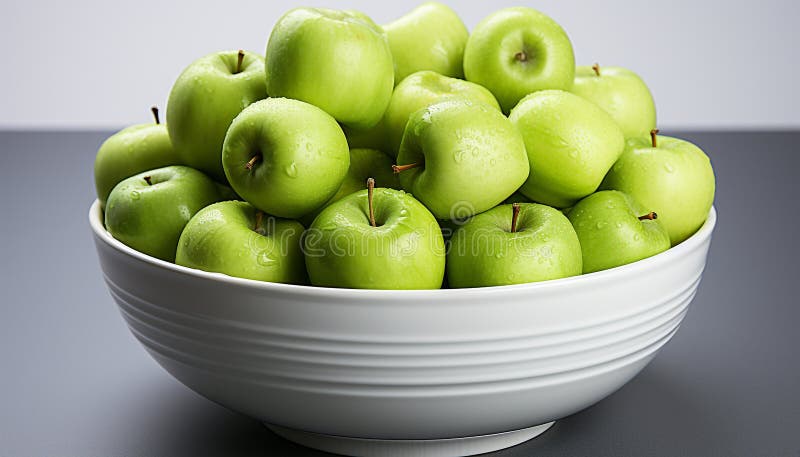 Freshness and Nature in a Bowl of Healthy Green Apples Generated by AI ...