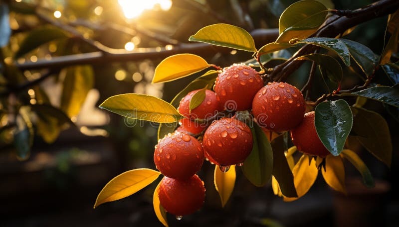 Freshness of Nature Growth, Green Leaves on Tree Branch Generated by AI ...