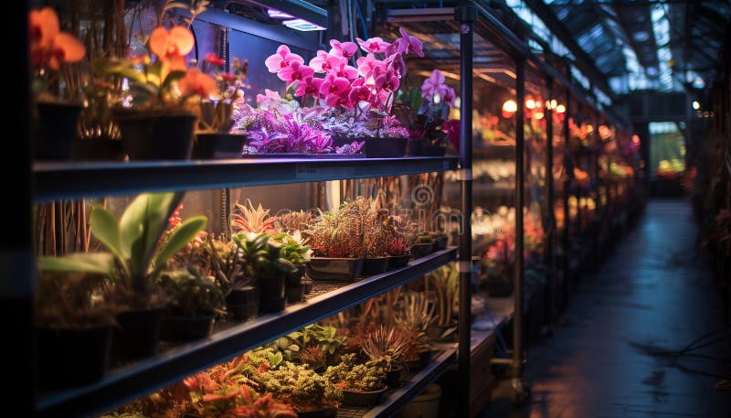Freshness of Nature in a Retail Store, Multi Colored Bouquet on Shelf ...