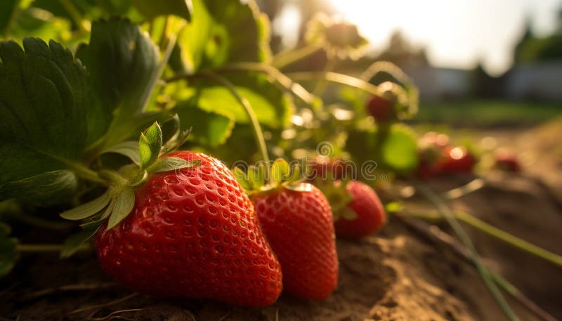 Freshness of Nature Ripe Strawberry, Healthy Eating Generated by AI ...