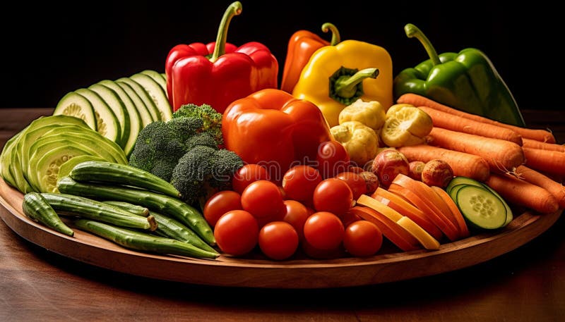 Freshness of Organic Vegetables on Wooden Table, Healthy Eating ...