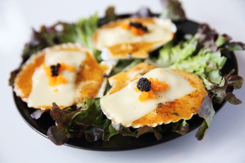 Freshness Scallop in Close Up Stock Photo - Image of nutrition, cooked ...