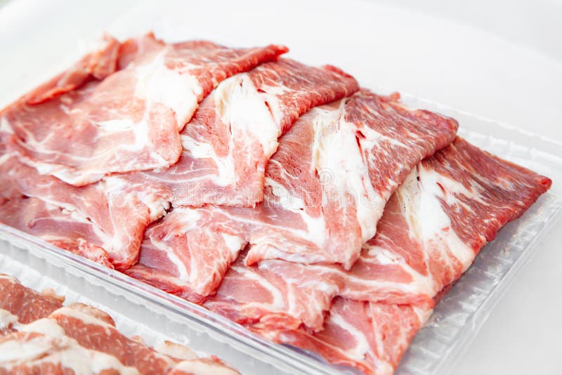 Freshness Sliced Raw Beef in Food Container Stock Photo - Image of meat ...