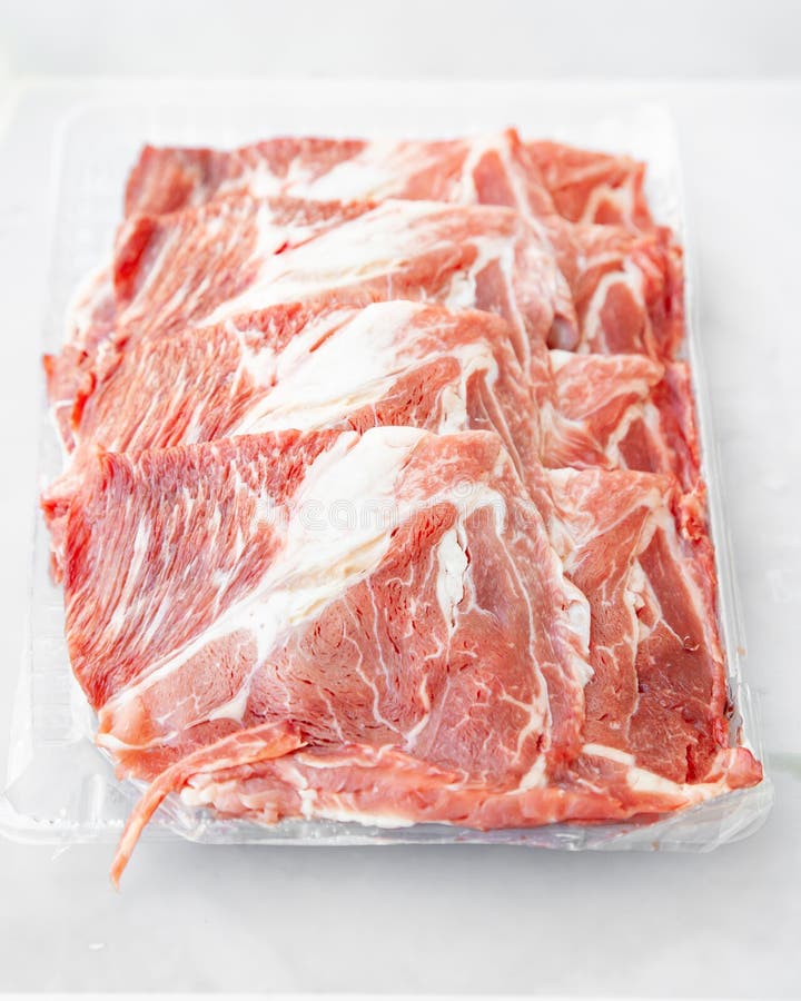 Freshness Sliced Raw Beef in Food Container Stock Photo - Image of pork ...
