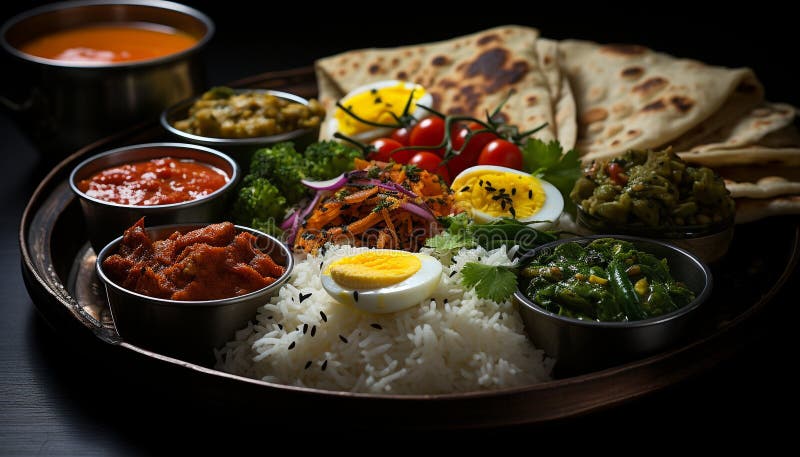 Freshness and Spice in a Healthy Meal of Grilled Meat Generated by AI ...