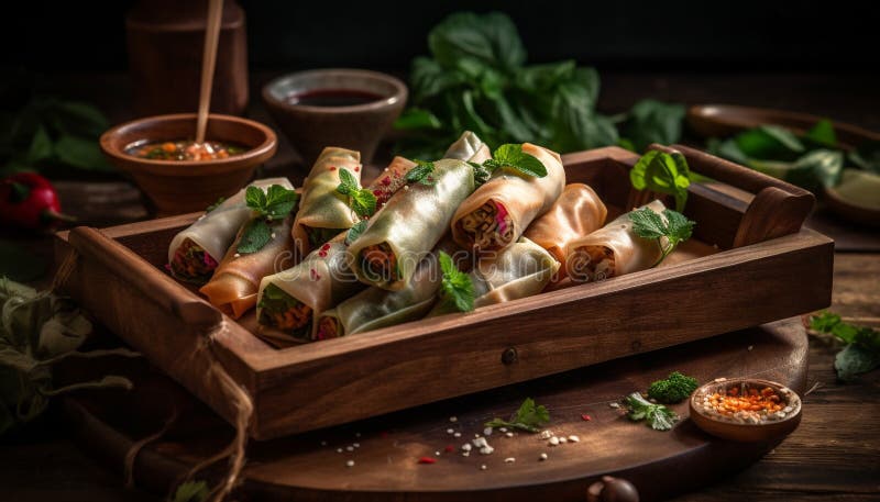Freshness and Spice in a Healthy Vietnamese Spring Roll Appetizer ...