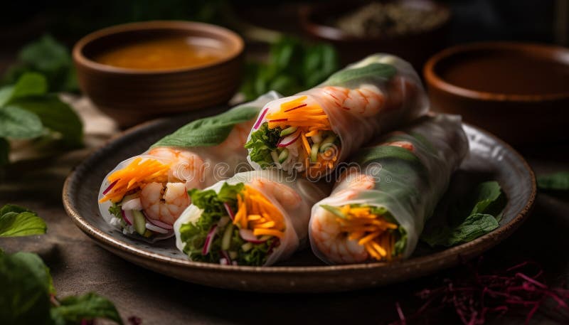 Freshness and Spice in Homemade Spring Roll, a Healthy Appetizer ...