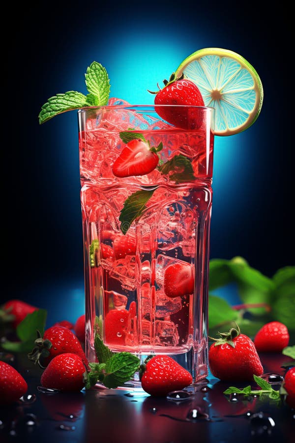 The Freshness of a Strawberry Breeze, a Refreshing Drink. Generated by ...