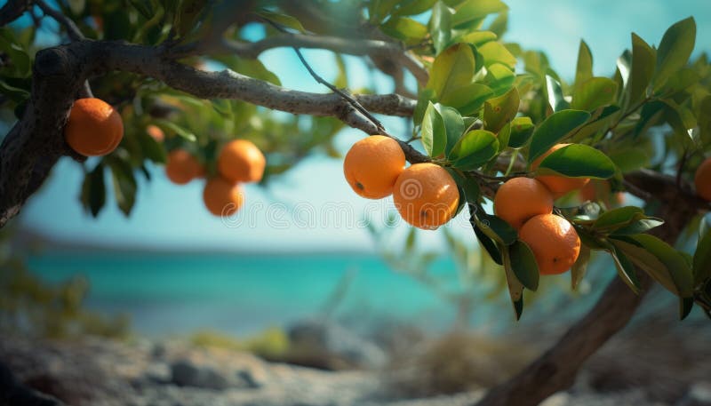 Freshness of Summer, Citrus Fruit on Tree, Healthy Eating in Nature ...