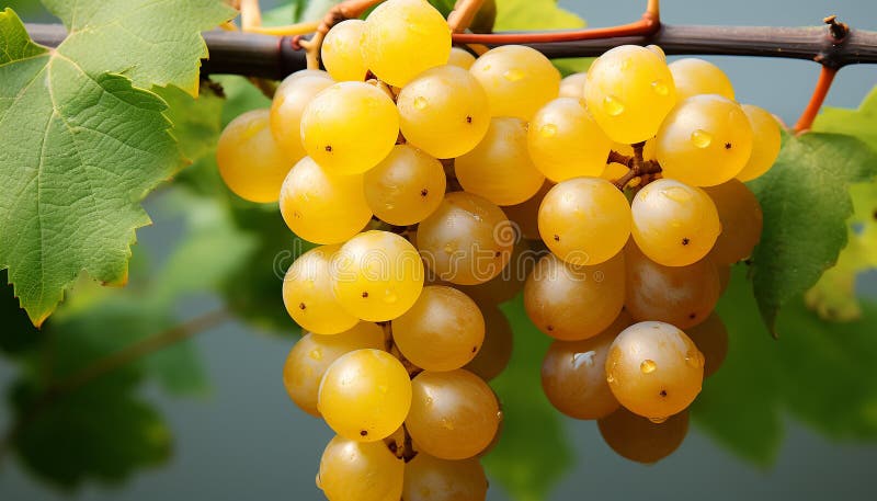 Freshness of Summer Fruit, Ripe Grape on Green Leaf Generated by AI ...