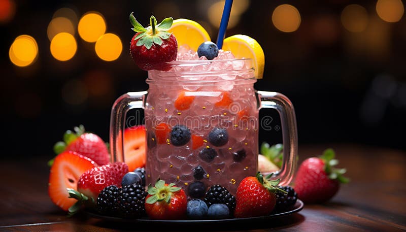 Freshness of Summer Strawberry Cocktail, Ice, Berry Fruit, Refreshing ...